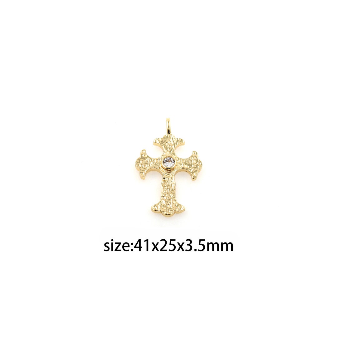 18K Gold Filled Cross Pendant,cz Micro Pave Cross Charm Earrings ...