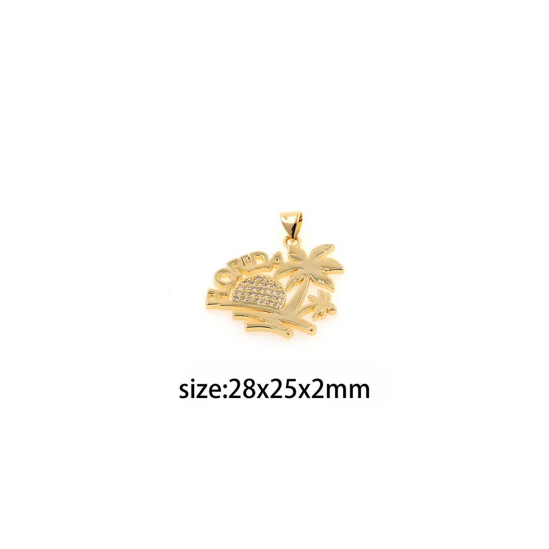 18K Gold Filled Coconut Tree Pendant,dainty Tree Charm Earrings ...