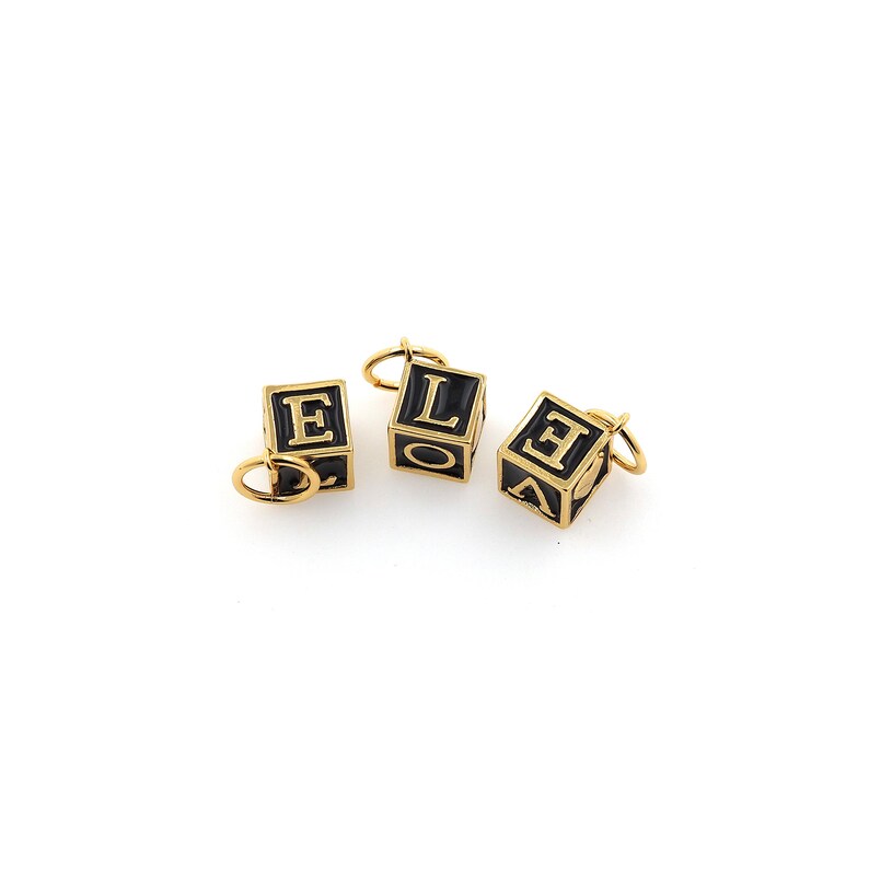 18K Gold Filled Cube Pendant,enamel Cube Heart Charm Earrings Necklace ...