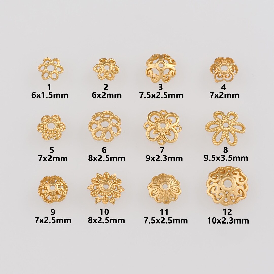 20pcs 24K Gold Filled Flower Bead Caps,dainty Flower Caps,diy Jewelry ...