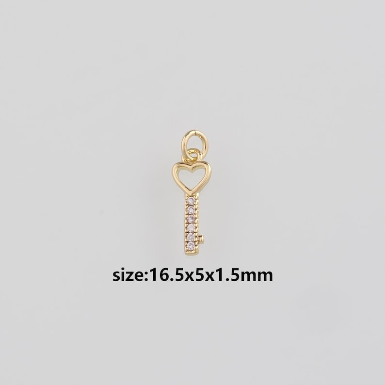 18K Gold Filled Heart Key Pendant,cz Micro Pave Key Charm Earrings ...