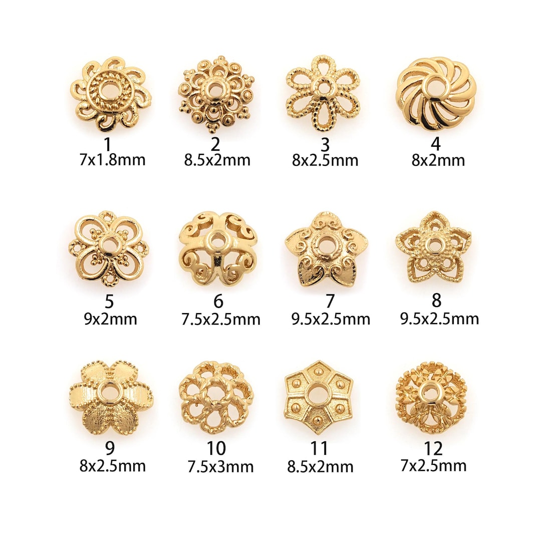 20pcs 18K Gold Filled Flower Bead Caps,dainty Flower Caps,diy Jewelry ...