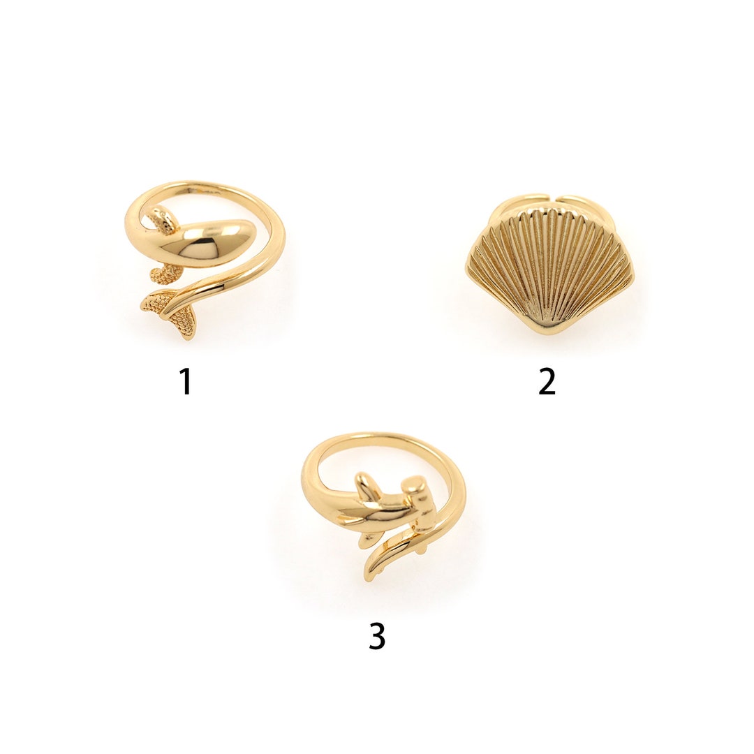 18K Gold Filled Ocean Rings,dainty Rings,shell Rings,shark Rings ...
