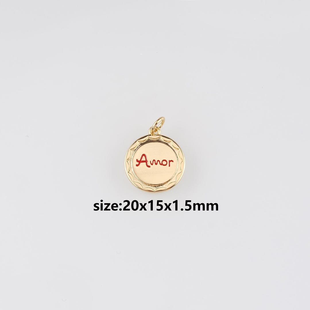 18K Gold Filled Amor Pendant,enamel Amor Charm Earrings Necklace for ...