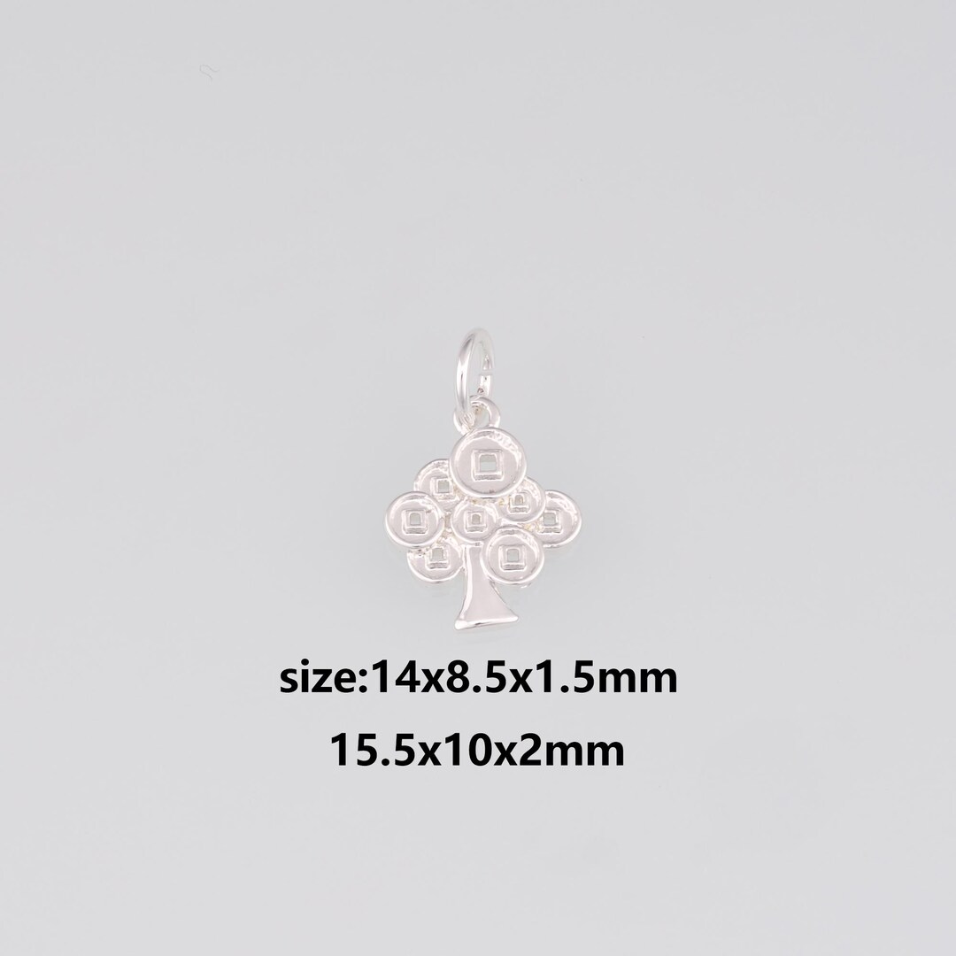 Silver Tree Pendant,dainty Money Tree Charm Earrings Necklace for DIY ...