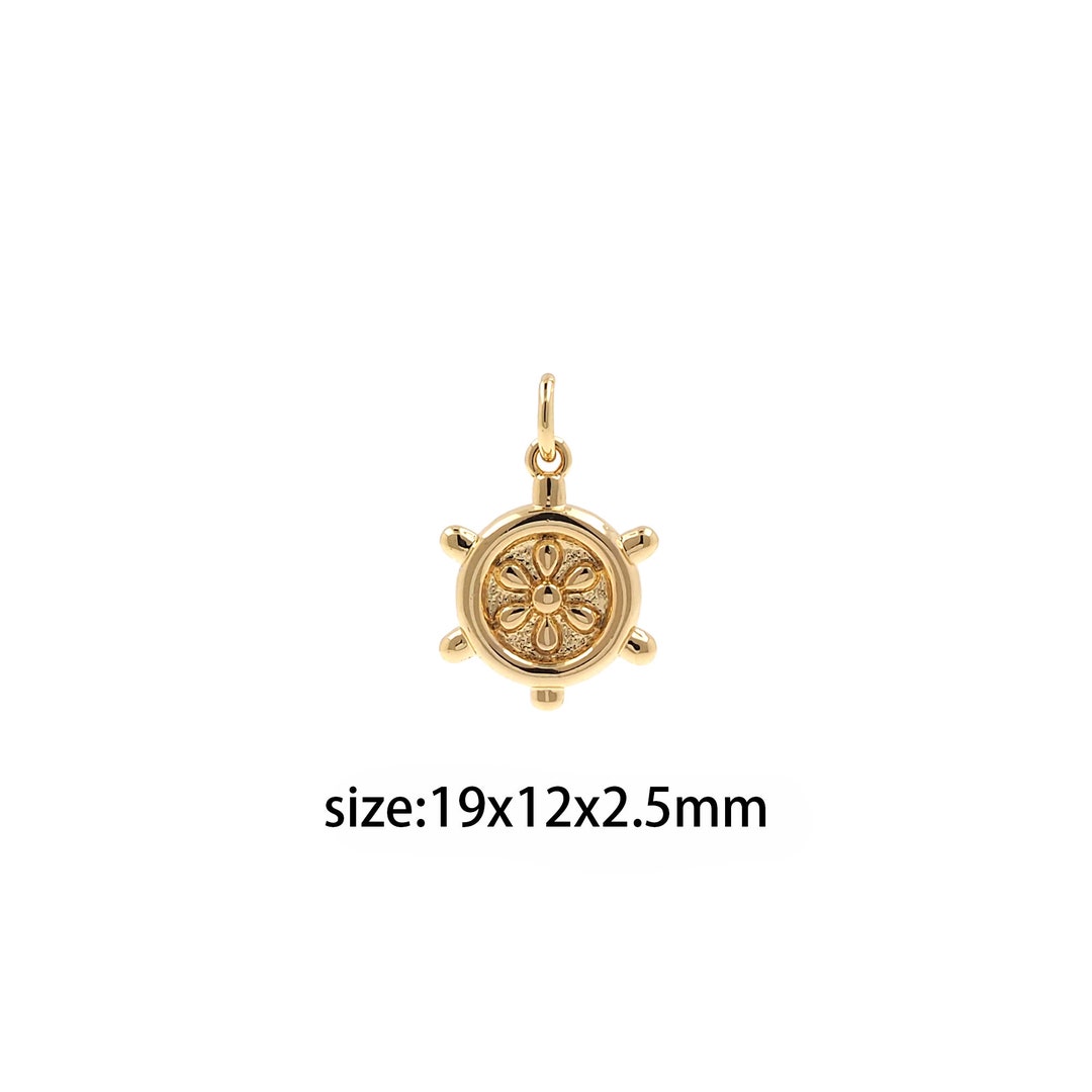 18K Gold Filled Steering Wheel Pendant,dainty Rudder Charm Earrings ...