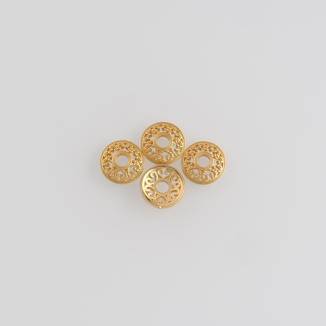 10pcs 24K Gold Filled Bead Caps,dainty Round Caps,diy Jewelry Making ...