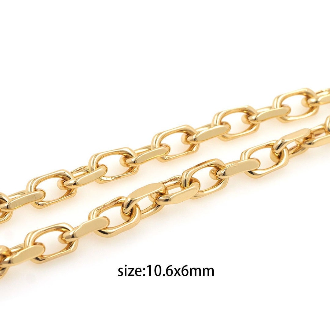 18K Gold Filled Oval Chain Necklace,paper Clip Link Chain Necklace for ...