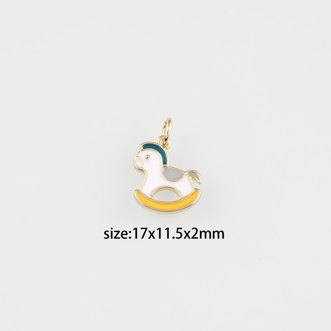 18K Gold Filled Trojan Horse Pendant,enamel Trojan Horse Charm Earrings ...