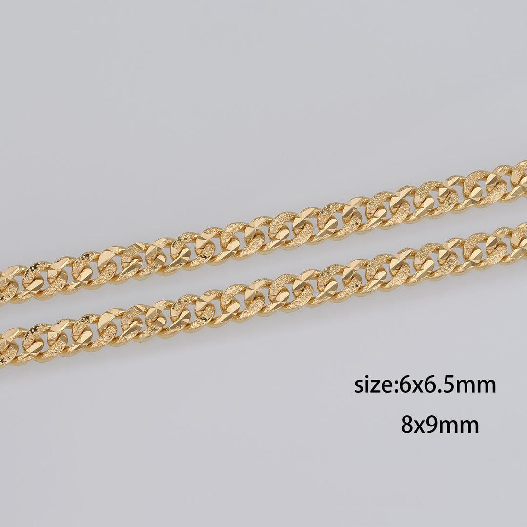 18K Gold Filled Cuban Chain Necklace,texture Link Chain Necklace for ...