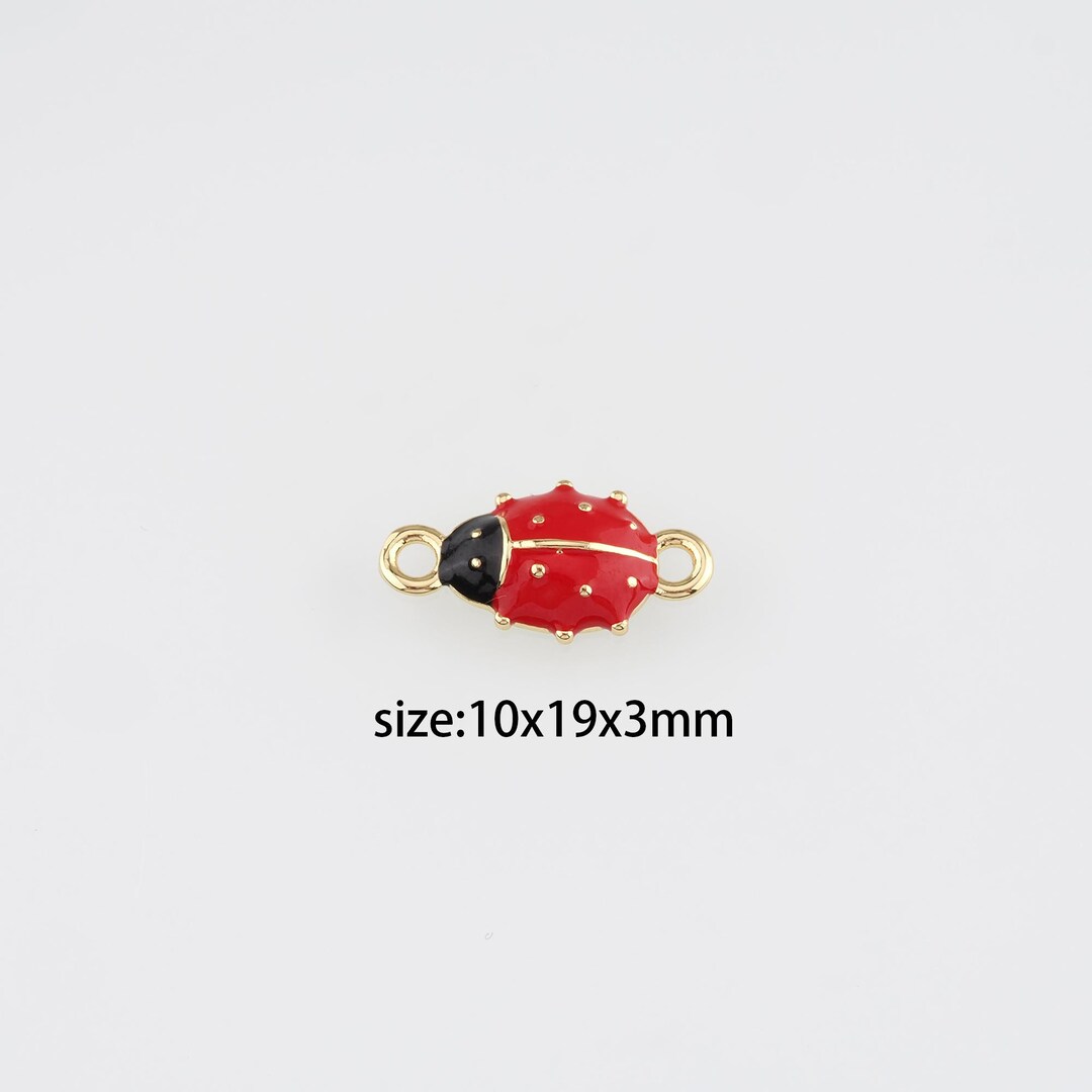 18K Gold Filled Ladybug Connector,enamel Ladybug Charm Necklace ...