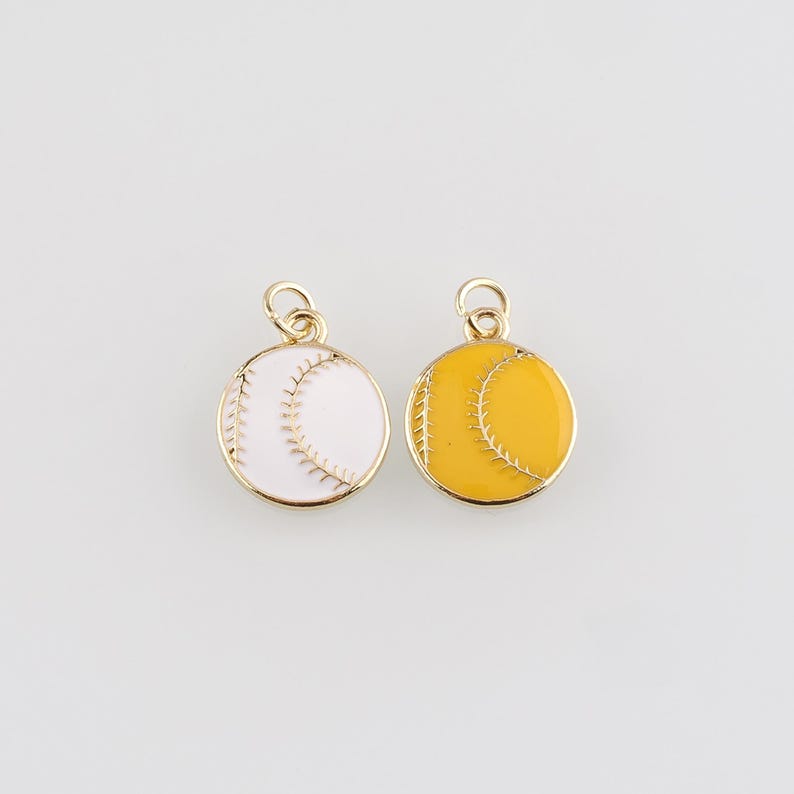18K Gold Filled Softball Pendant,baseball Charm,enamel Softball ...