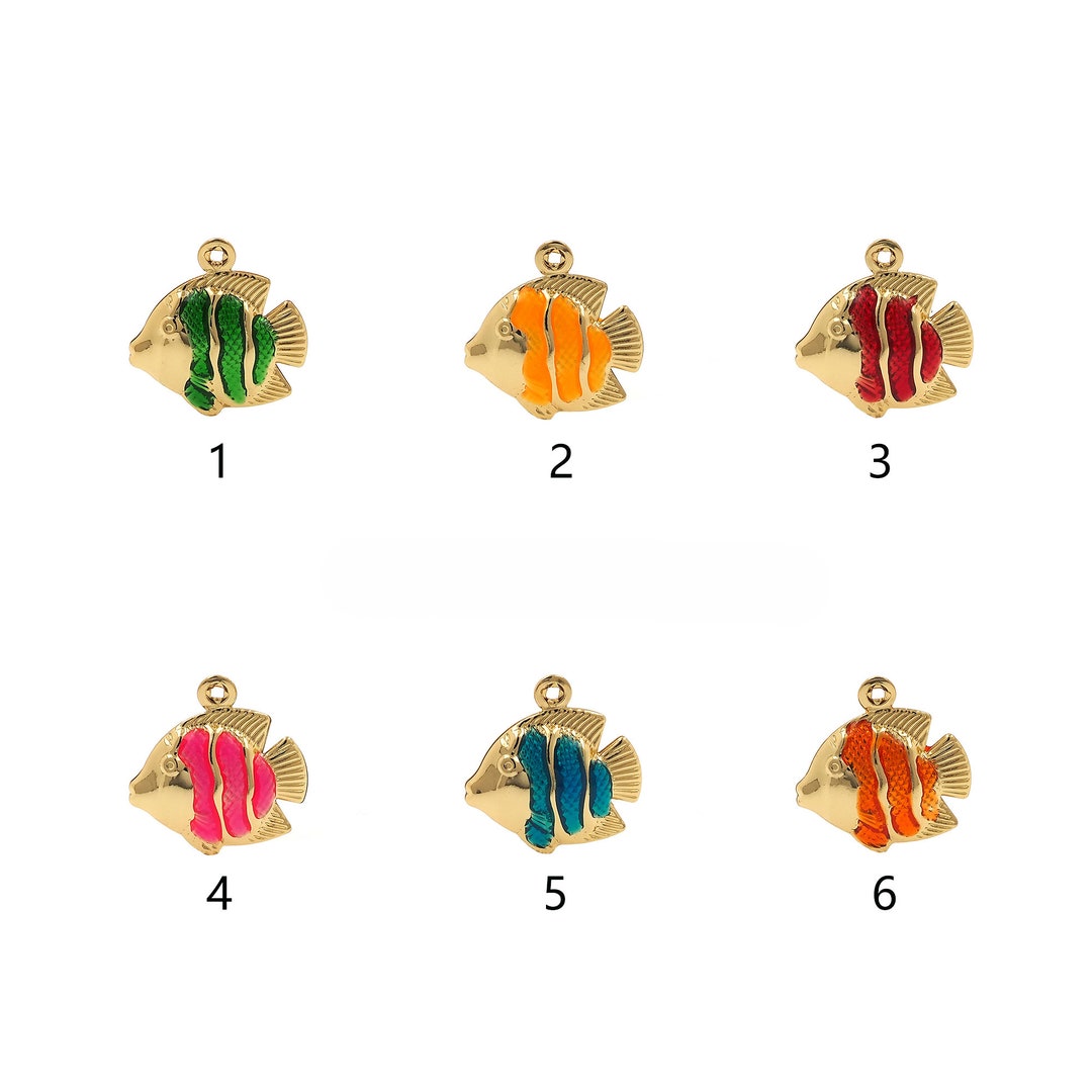 18K Gold Filled Fish Pendant,enamel Fish Charm Earrings Necklace for ...