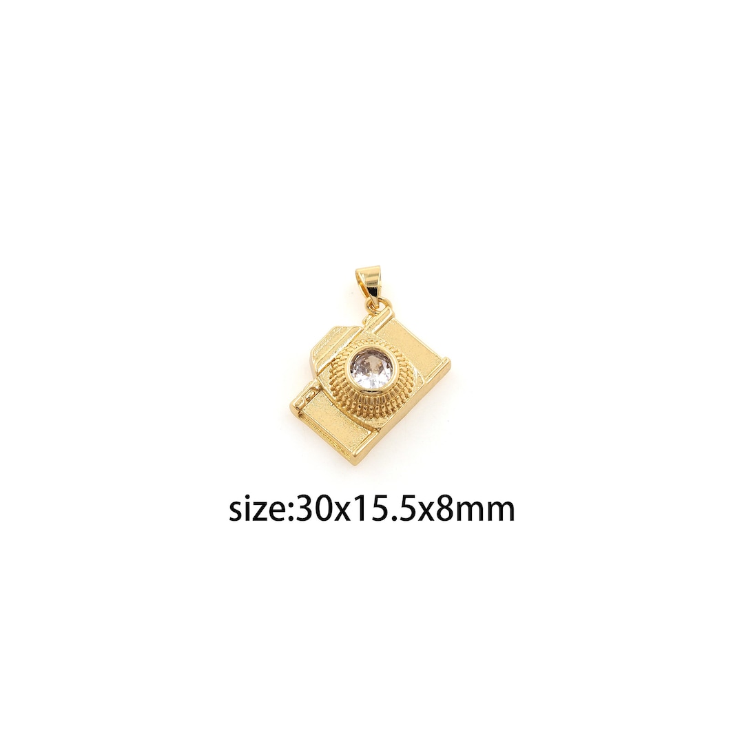 18K Gold Filled Camera Pendant,cz Micro Pave Camera Charm Earrings ...