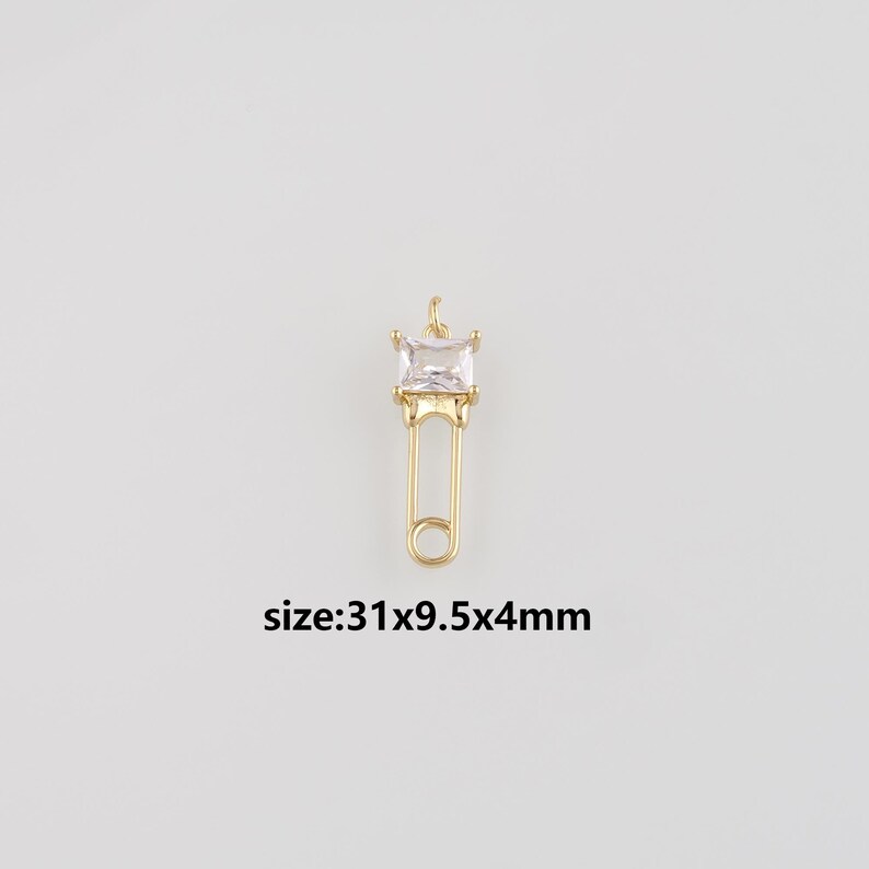 18K Gold Filled Safety Pin Pendant,cz Safety Pin Charm Earrings ...