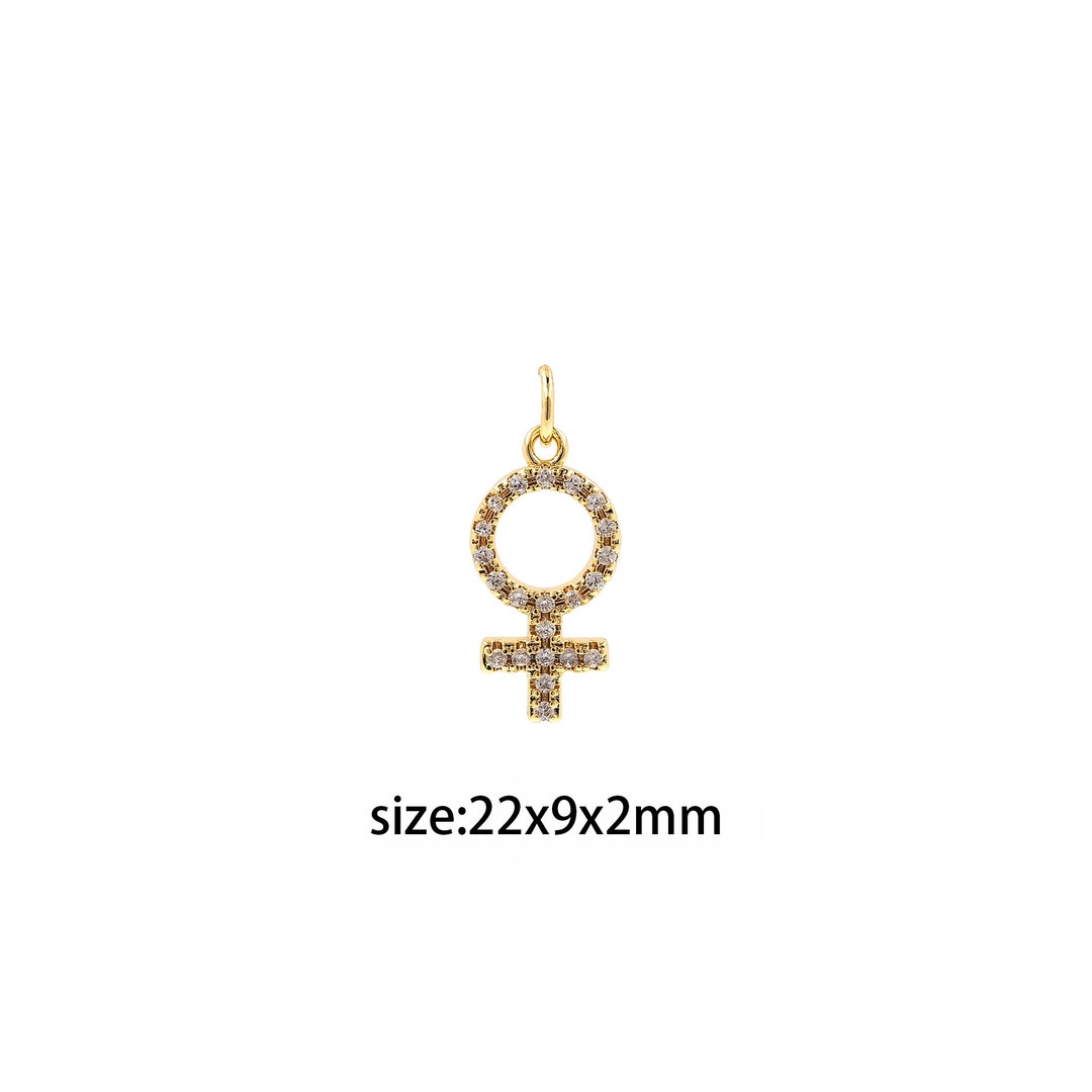 18K Gold Filled Female Symbol Pendant,cz Micro Pave Gender Symbol Charm ...