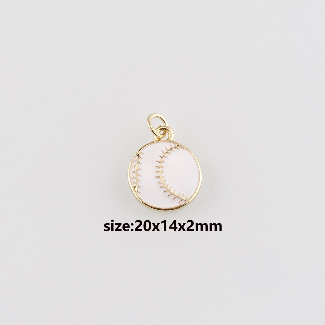 18K Gold Filled Softball Pendant,baseball Charm,enamel Softball ...