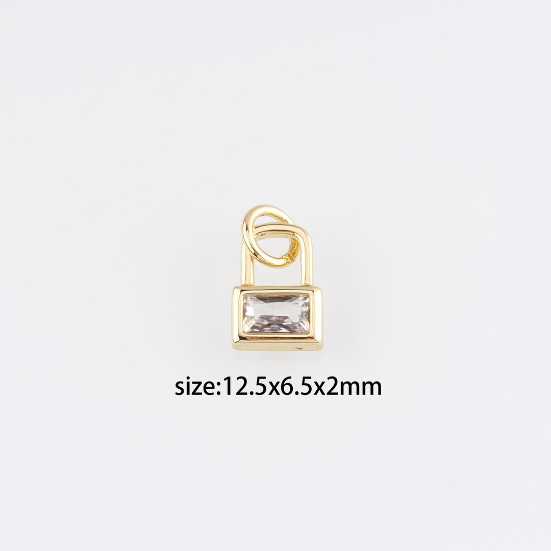 18K Gold Filled Lock Pendant,cz Micro Pave Lock Charm Earrings Necklace ...