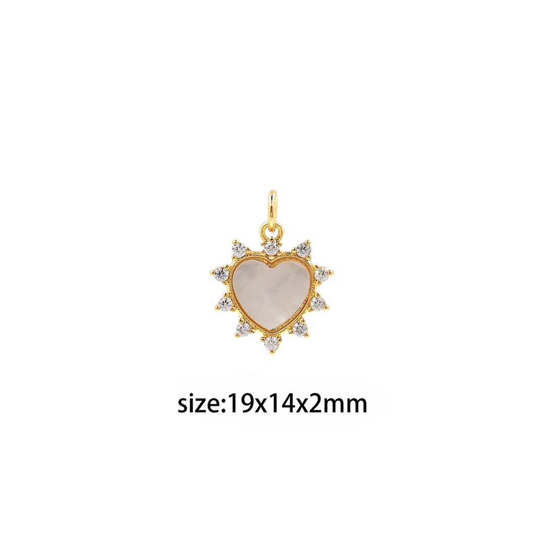 18K Gold Filled Heart Pendant,cz Micro Pave Spiked Heart Charm Earrings ...