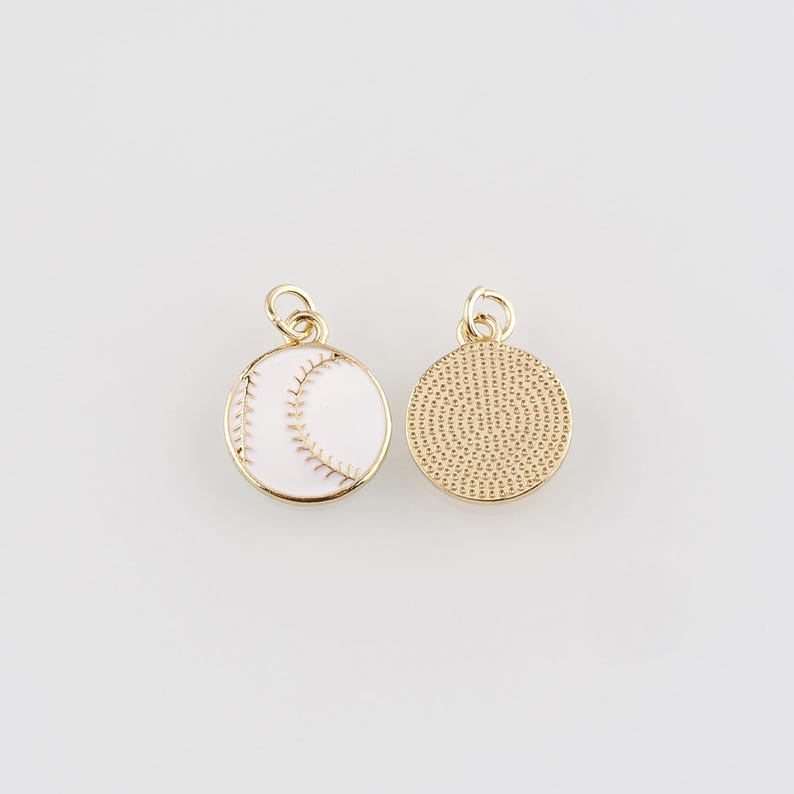 18K Gold Filled Softball Pendant,baseball Charm,enamel Softball ...