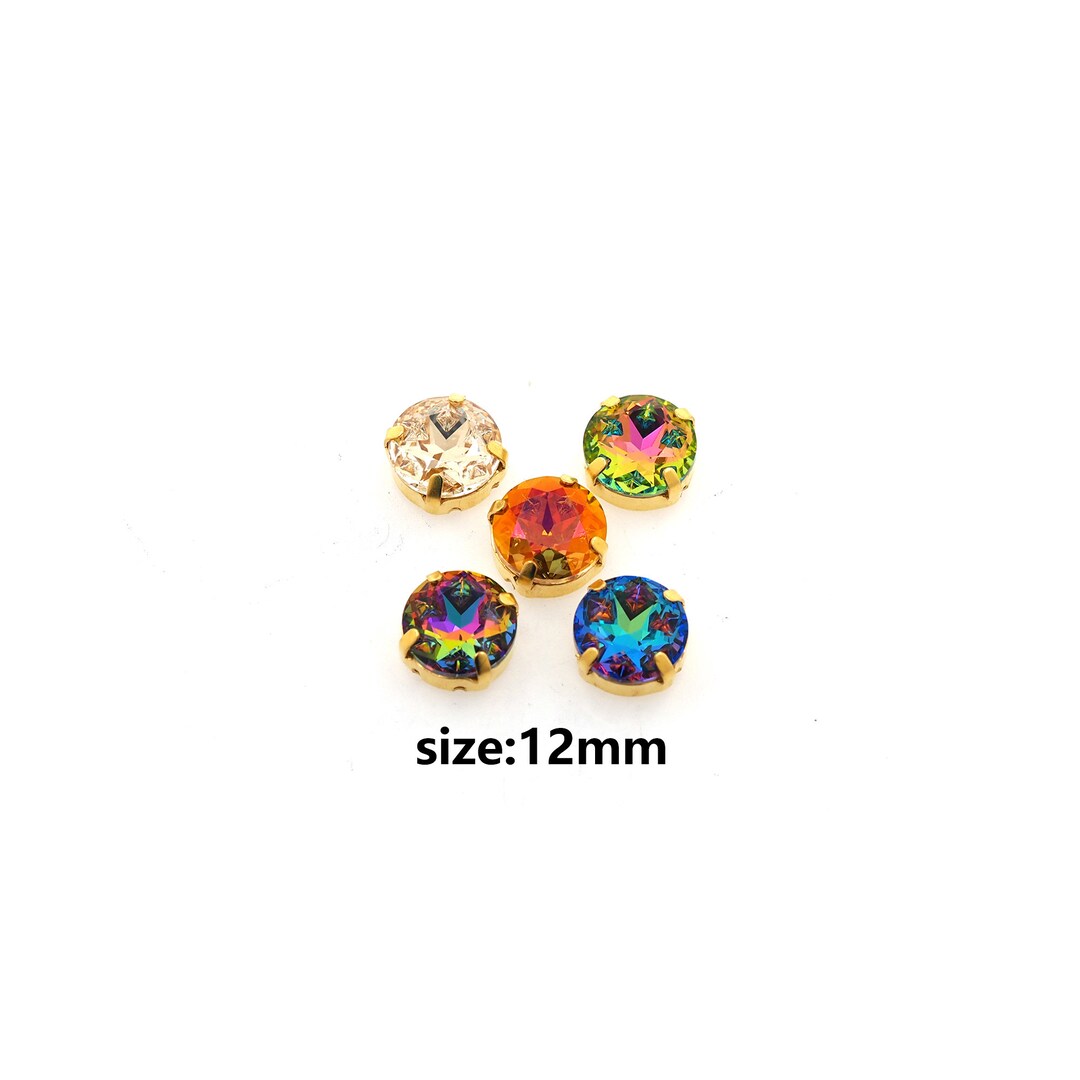 50pcs Sparkling Round Flat Back Crystal,sewn Gold Claw Crystal ...