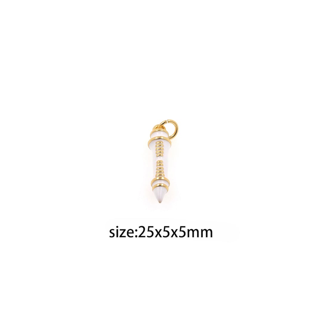 18K Gold Filled Pen Pendant,enamel Pen Charm Earrings Necklace for DIY ...