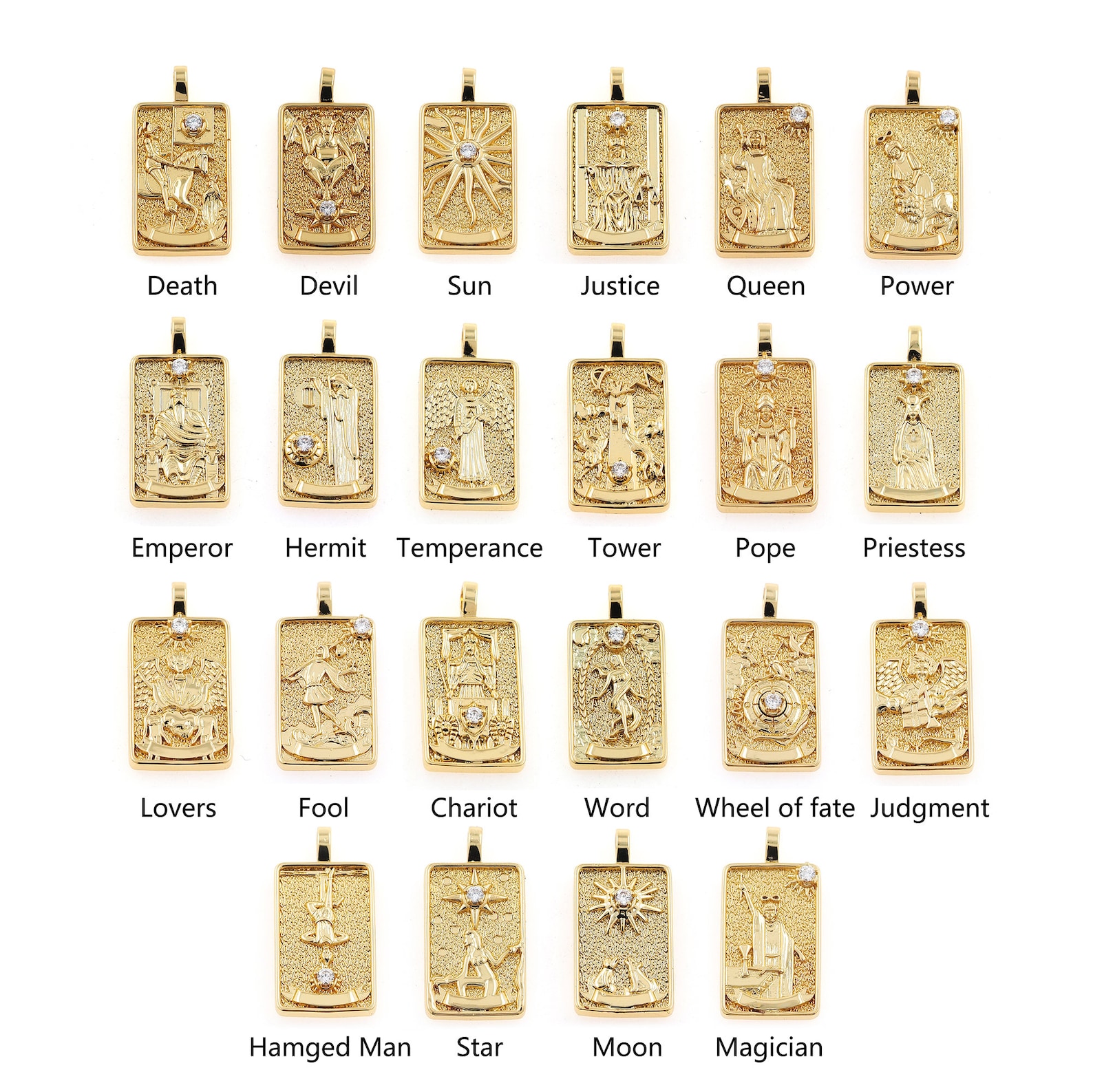 18K Gold Filled Tarot Card Pendant,amulet Charm,tarot Card Earrings ...