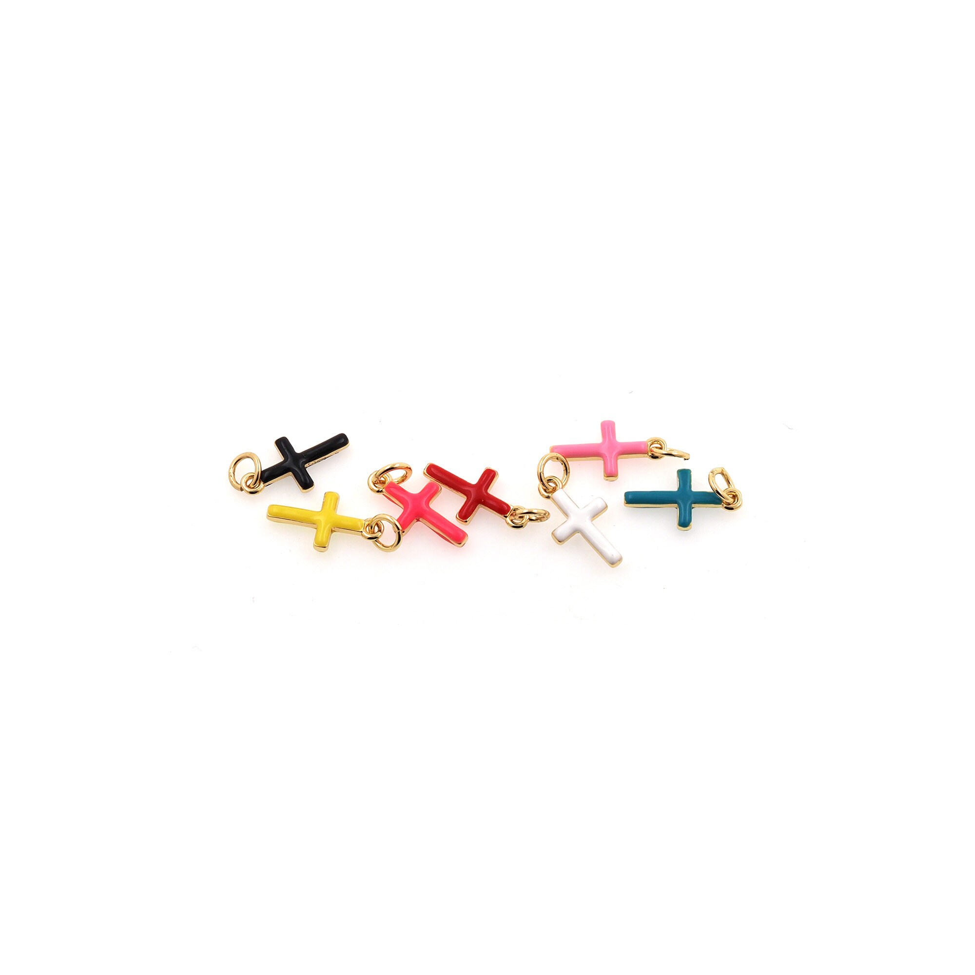 18K Gold Filled Cross Pendant,enamel Religious Charm Earrings Necklace ...
