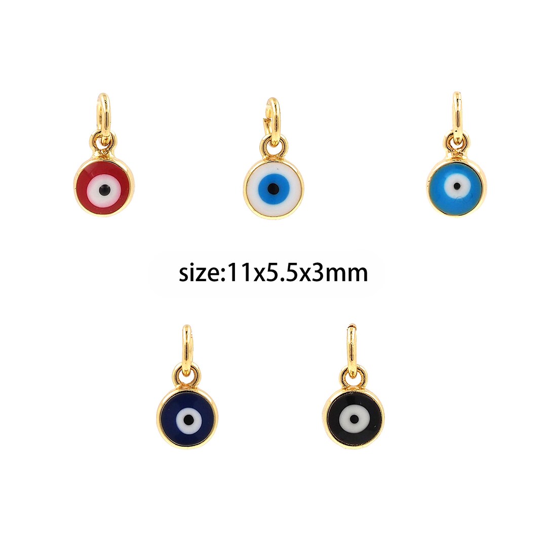 18K Gold Filled Mini Evil Eye Pendant,enamel Evil Eye Charm Earrings ...