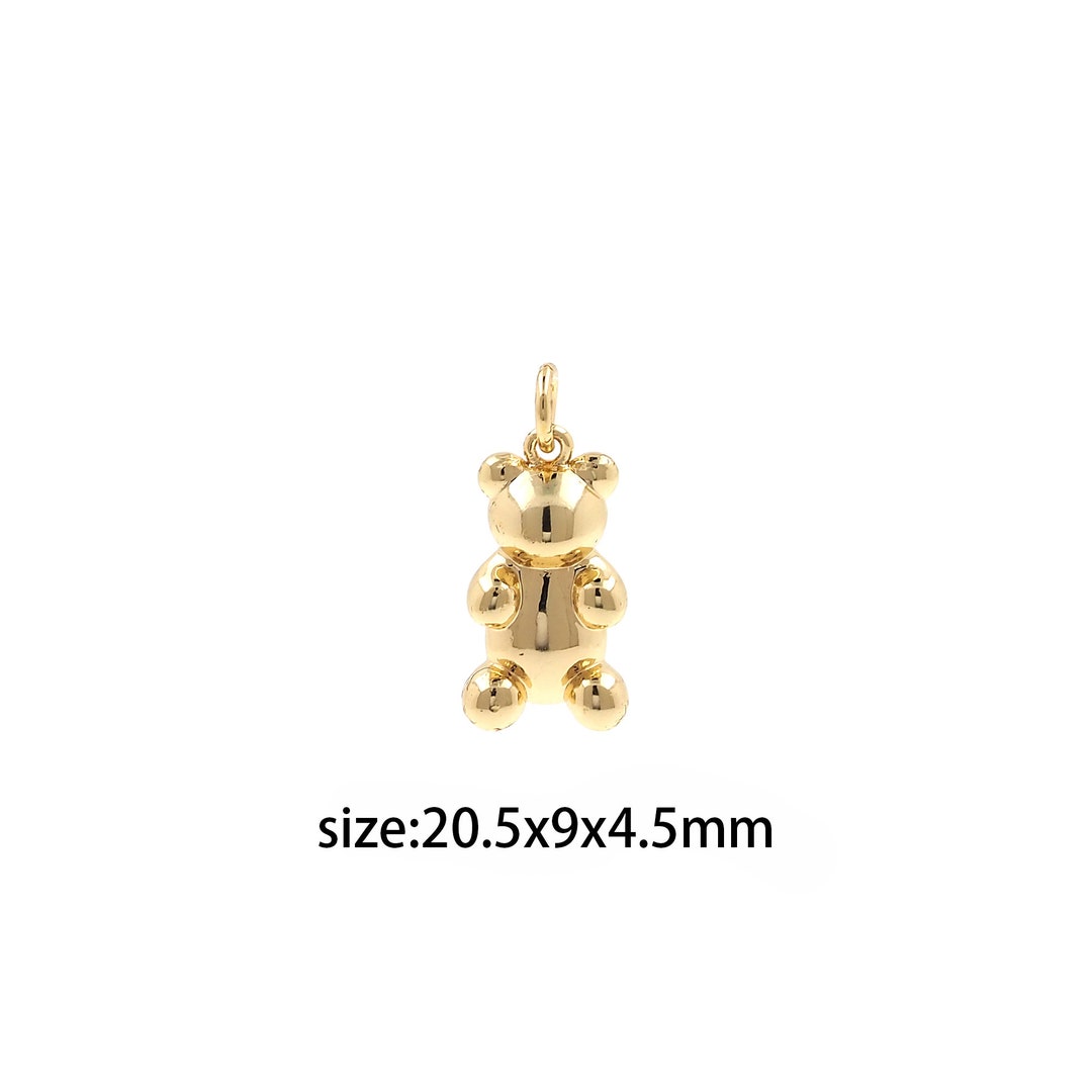 18K Gold Filled Bear Pendant,cute Bear Charm Earrings Necklace for DIY ...