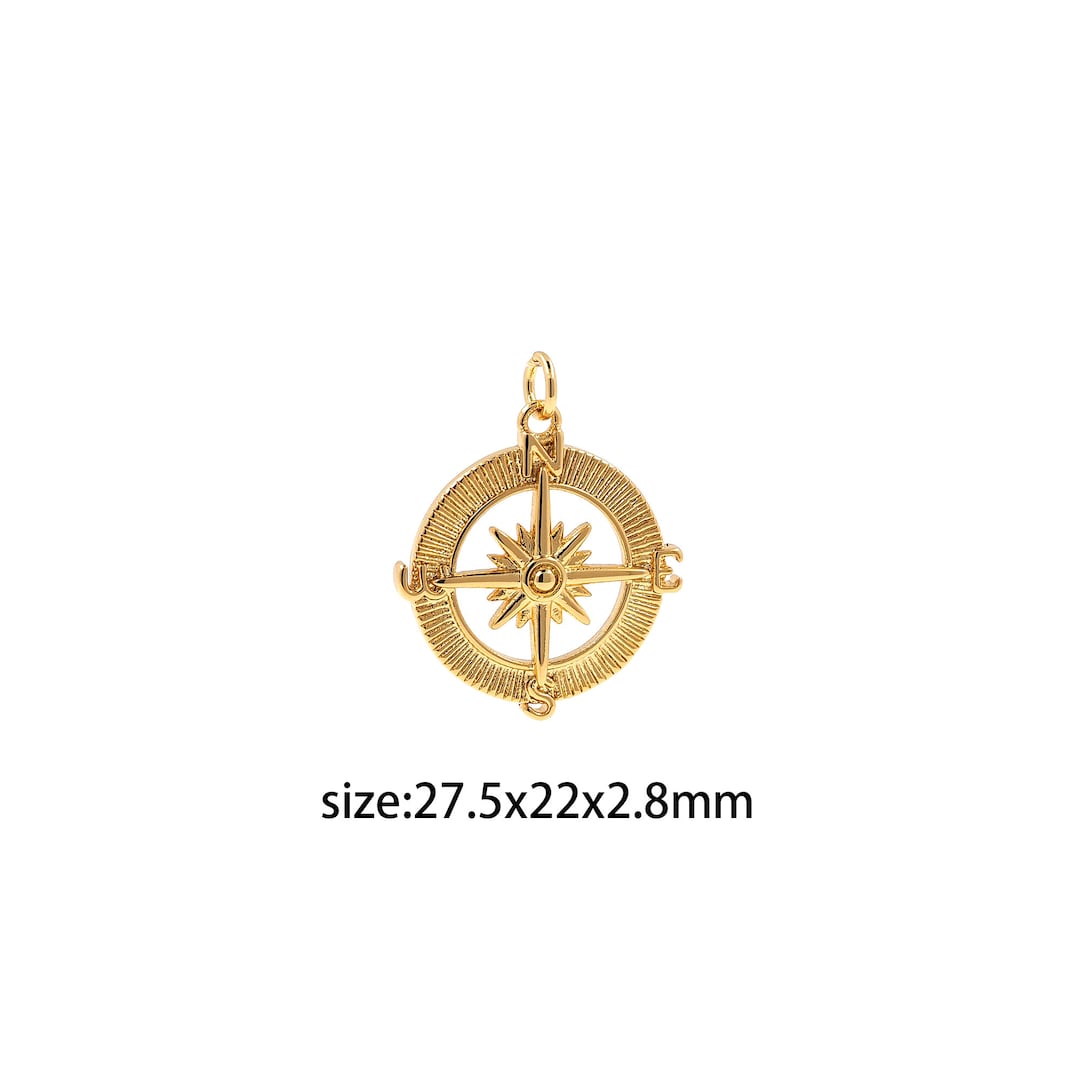 18K Gold Filled Compass Pendant,dainty Direction Charm Earrings ...