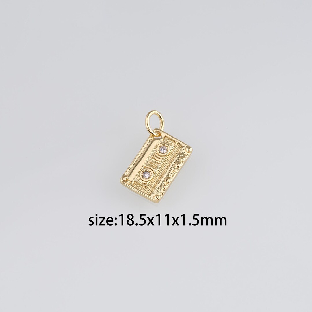 18K Gold Filled Tape Pendant,dainty Cassette Tape Charm Earrings ...
