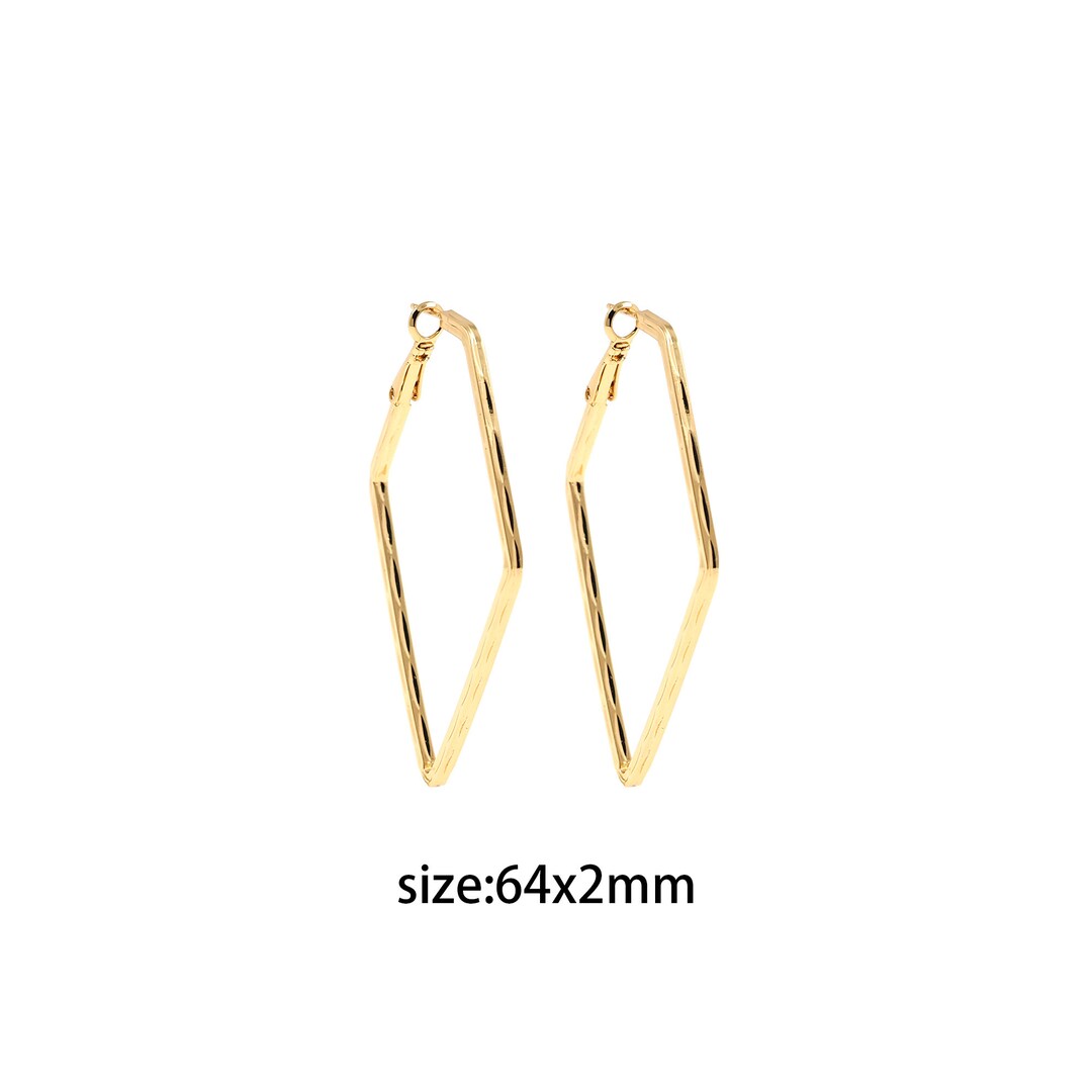18K Gold Filled Rhombus Earrings,dainty Big Hoop Earrings,minimalist ...