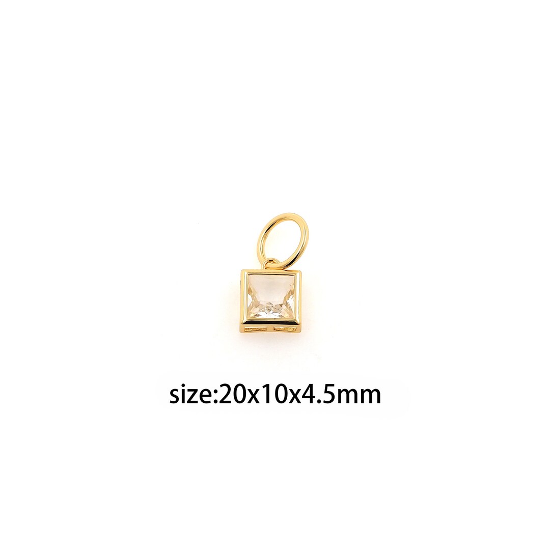 18K Gold Filled Square Pendant,cz Micro Pave Square Charm Earrings ...