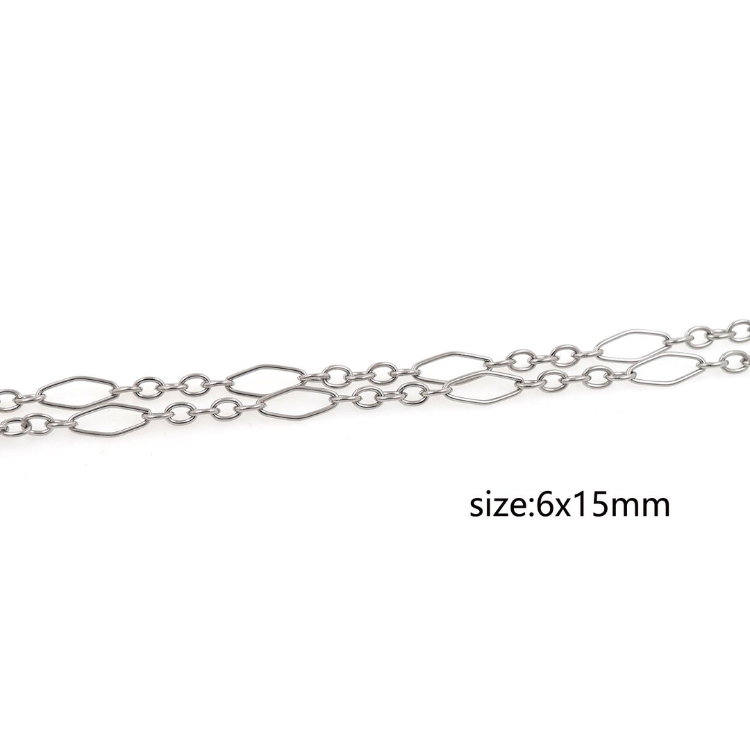 Stainless Steel Silver Rhombus Link Necklace,rhombus Chain,minimalist ...