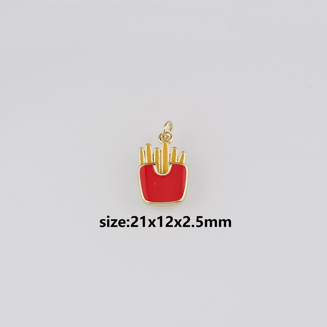 18K Gold Filled French Fries Pendant,enamel French Fries Charm Earrings ...