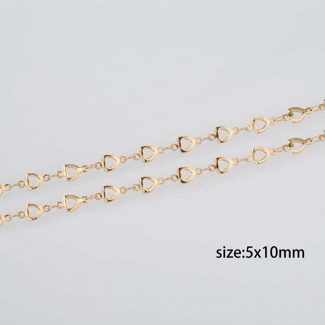 18K Gold Filled Heart Link Chain,dainty Heart Chain,minimalist Chain ...