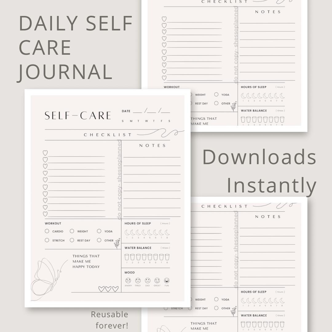Digital Daily Self-care Journal | Wellness Tracker | Mood & Habit ...