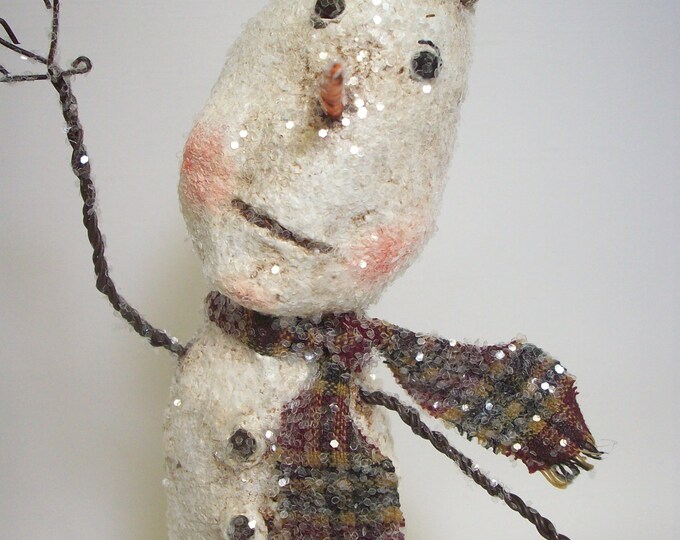 Primitive Folk Art Paper Mache Snowman - Etsy