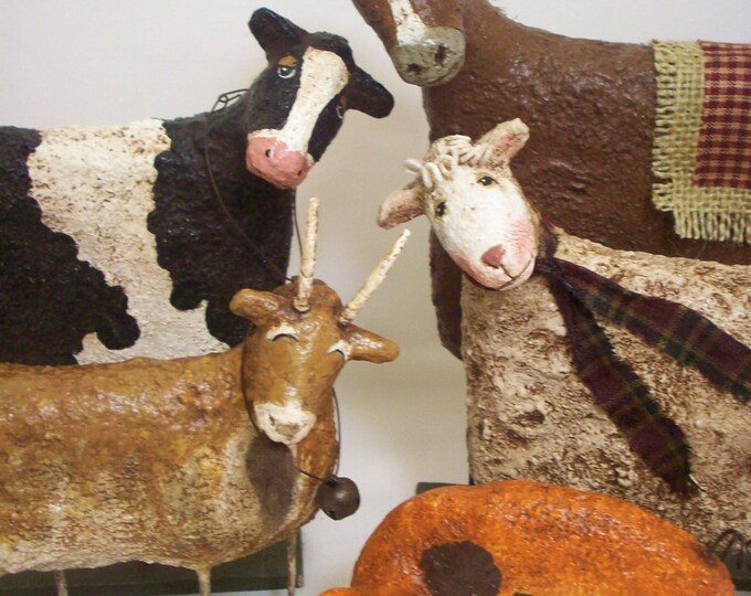Primitive Paper Mache Folk Art Farm Amimals - Etsy