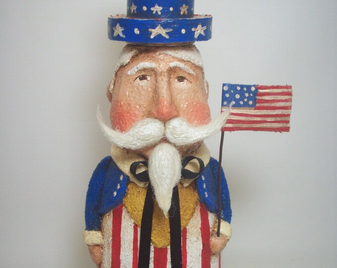 Primitive Paper Mache Folk Art Uncle Sam Container - Etsy