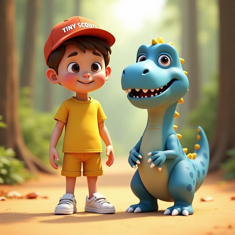 Tiny Scouts 3D Character Images – Benji and Blue Dino | Cute Kids Digital Art for Animation ...