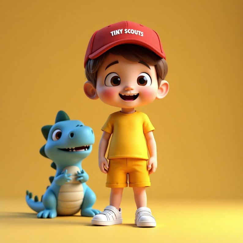 Tiny Scouts 3D Character Images – Benji and Blue Dino | Cute Kids Digital Art for Animation ...