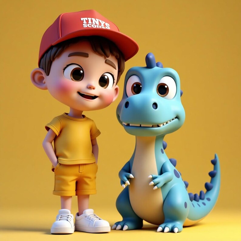 Tiny Scouts 3D Character Images – Benji and Blue Dino | Cute Kids Digital Art for Animation ...