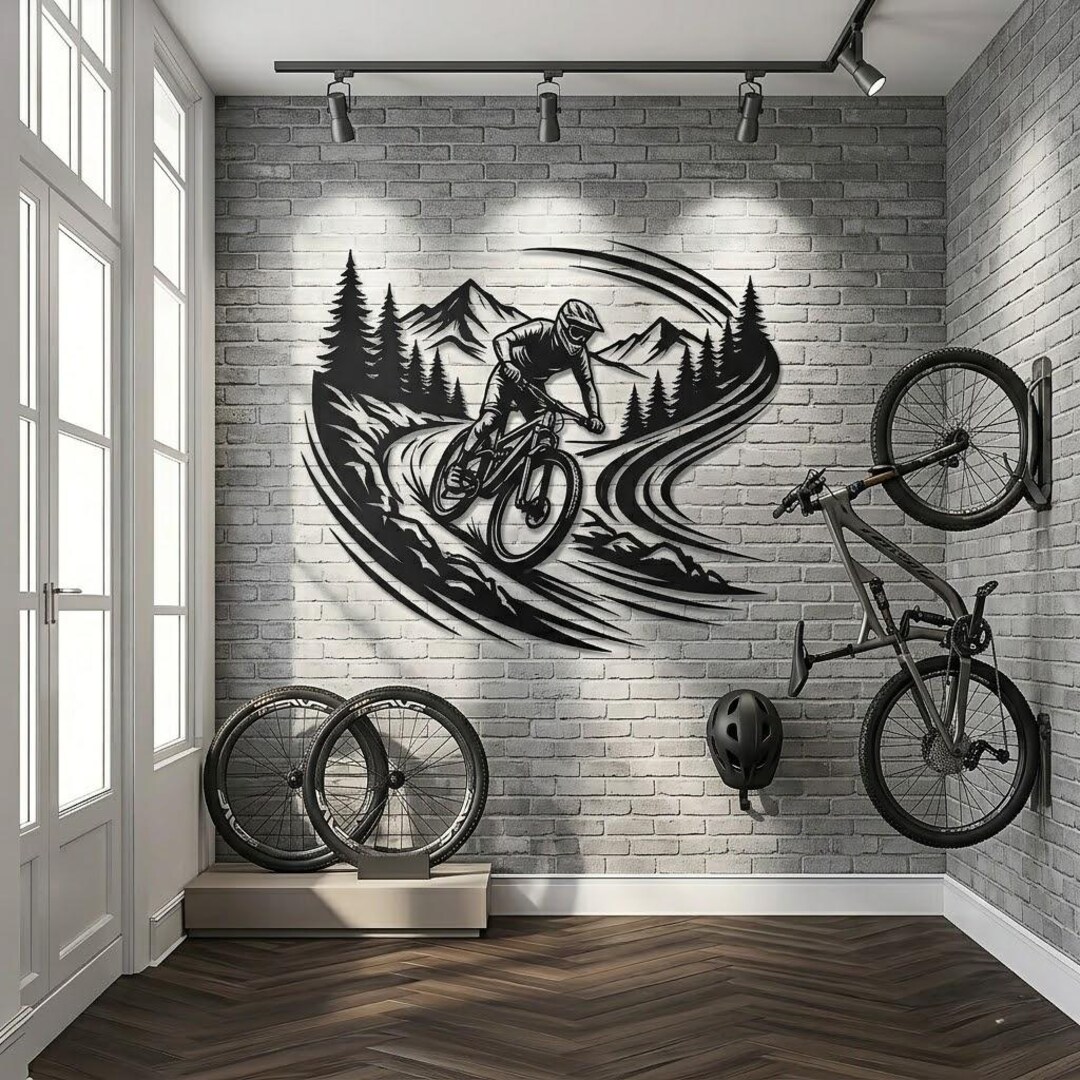 Mountain Bike Metal Wall Art, MTB Trail Rider Decor, Cycling Wall ...