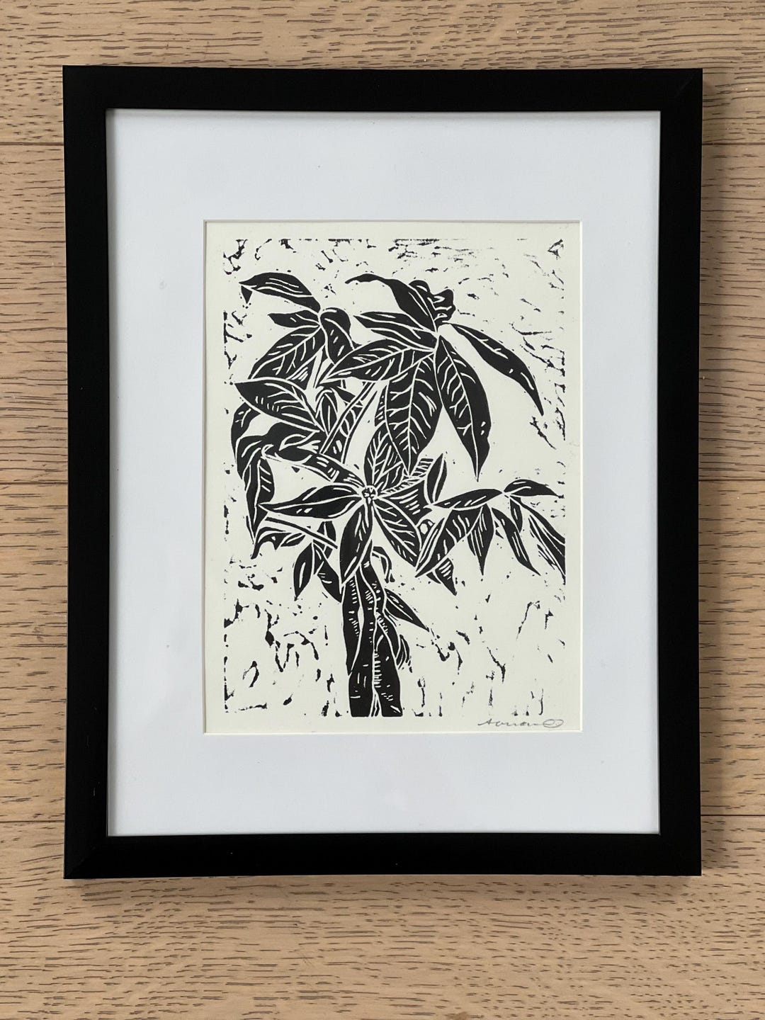 NEW!! Black and White Money Tree Framed and Matted Linocut Print Price ...