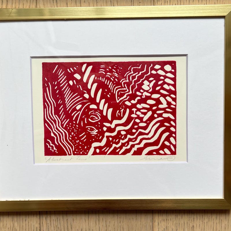 Abstract Linocut - Etsy