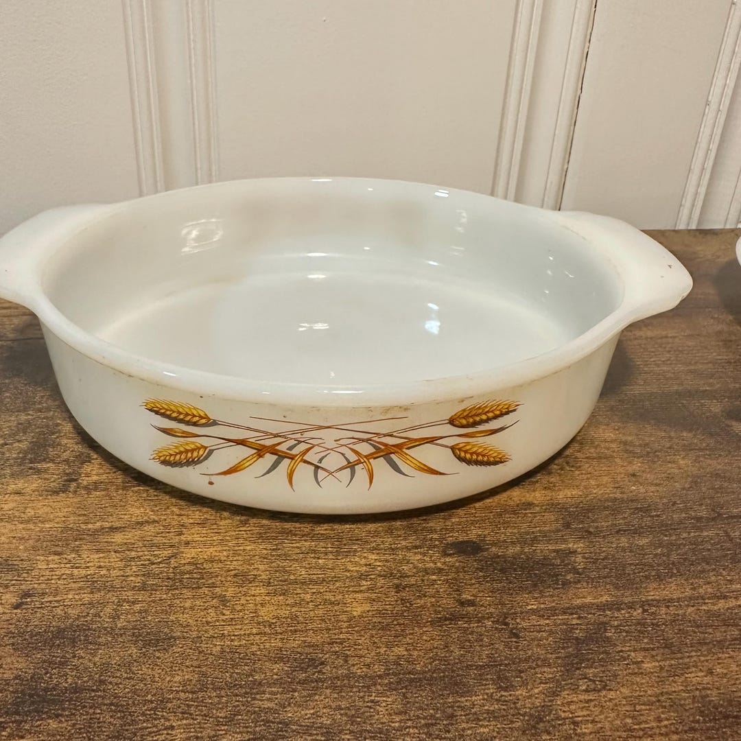 Anchor Hocking Fire King Milk Glass Wheat Vintage Bakeware - Etsy