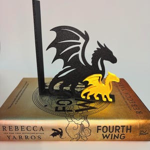 Fourth Wing Dragon Bookend – Tairn & Andarna Silhouette, Fantasy Decor ...