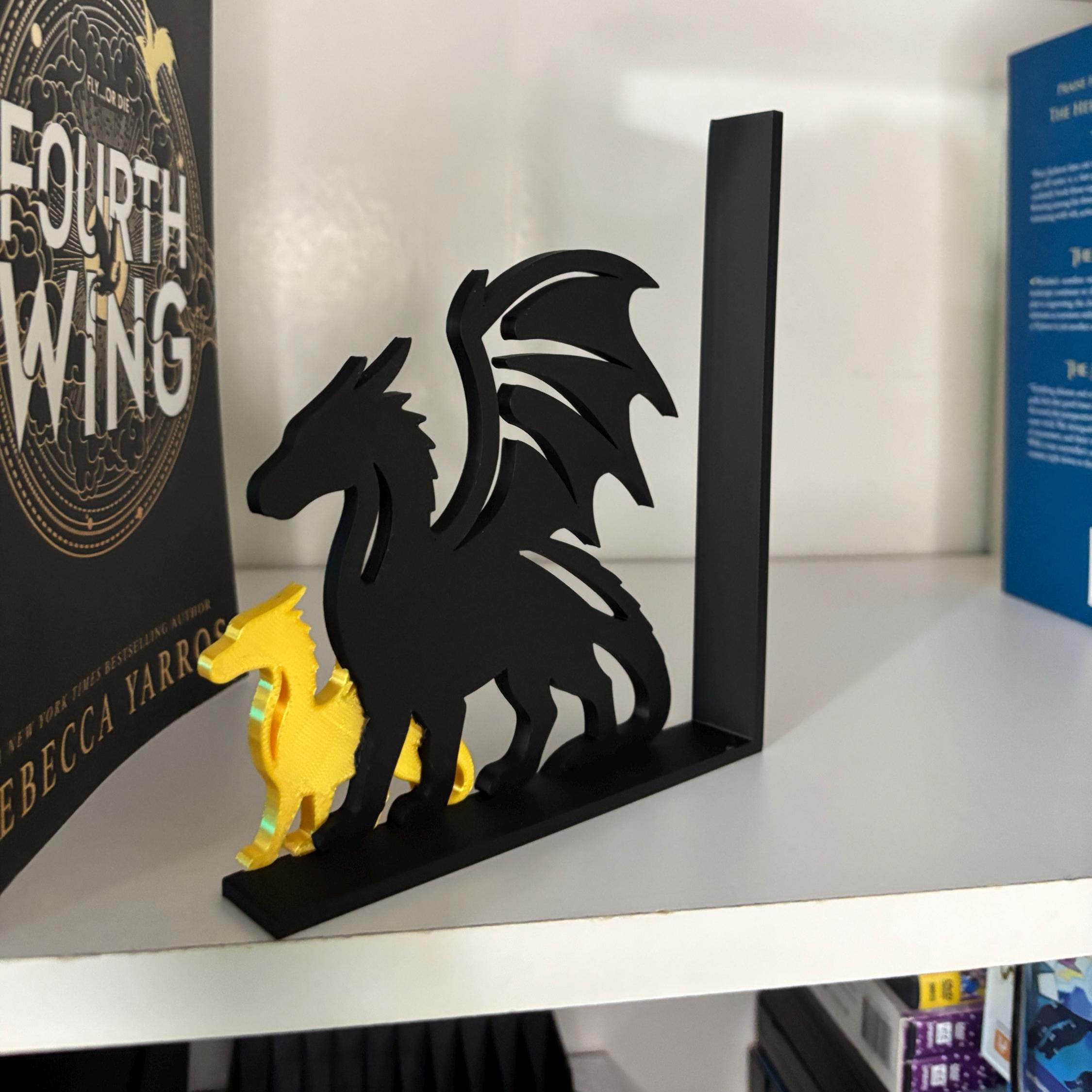 Fourth Wing Dragon Bookend – Tairn & Andarna Silhouette, Fantasy Decor ...